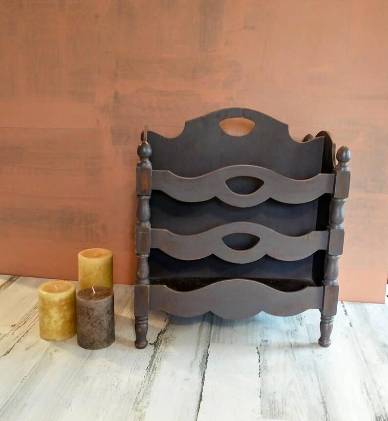 Vintage Large Magazine Rack Painted & Distressed Solid Wood - Etsy