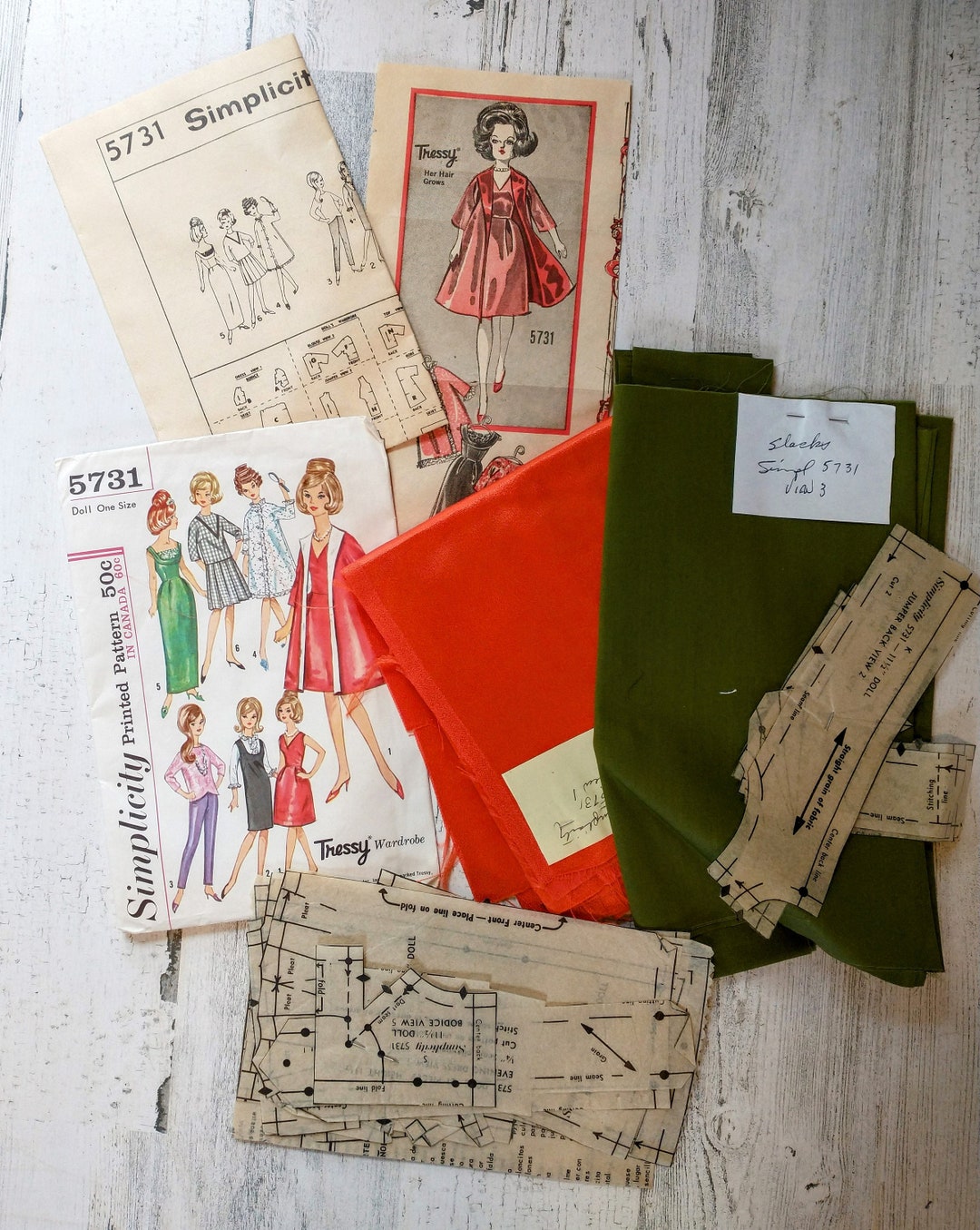 Vintage 1964 Simplicity Pattern 11 1/2" Doll Clothes Tressy Barbie ...