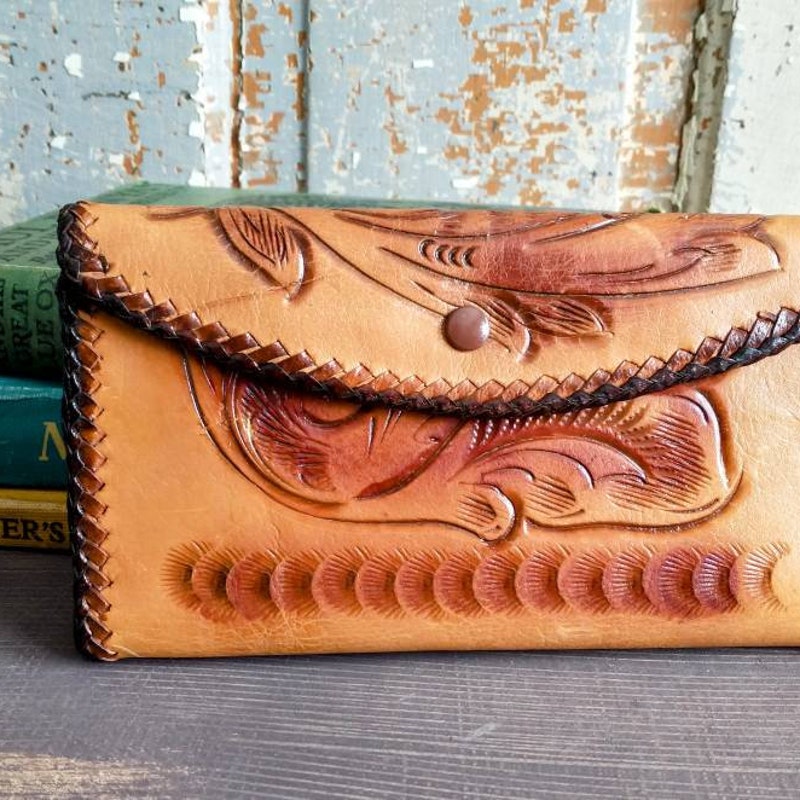 Leather Tooled Wallet - Etsy