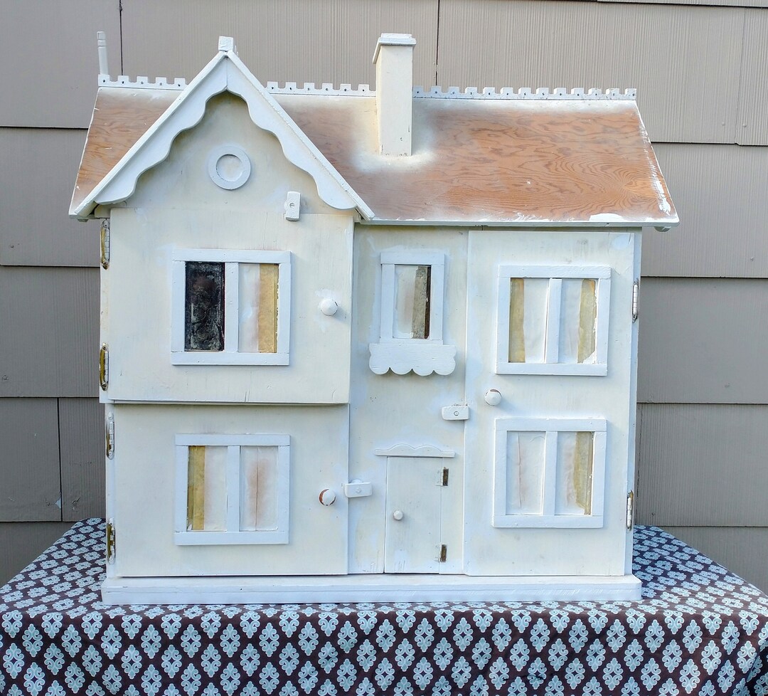 Handmade Vintage Large Doll House Dollhouse Wood OOAK Unpainted ...