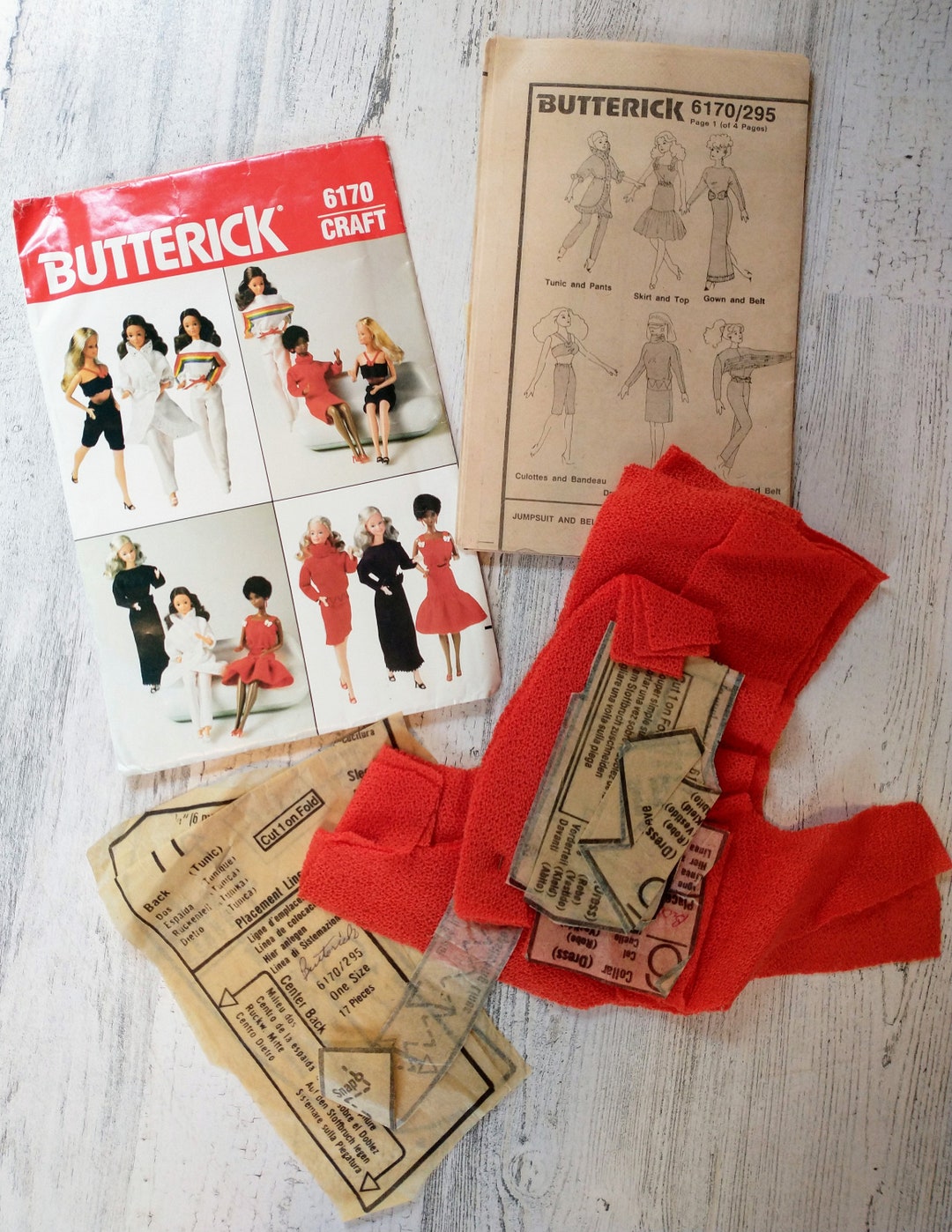 Vintage 1980's Butterick Pattern 11 1/2" Doll Clothes Barbie With ...