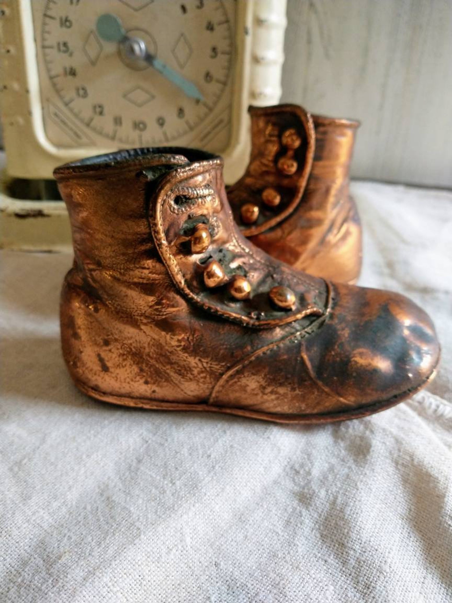Antique Vintage Baby Shoes Button Turn of the Century Bronzed - Etsy