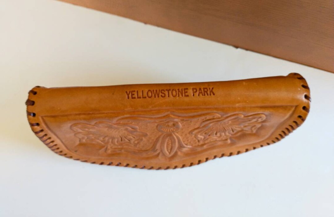 Vintage Yellowstone Park Tooled Leather Wallet Embossed Carry Case ...