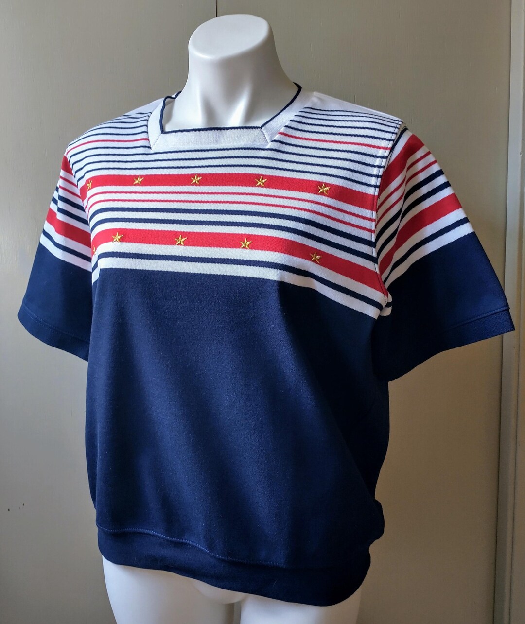 Beautiful Vintage Bonworth Women's Shirt Soft Knit Patriotic Red White ...