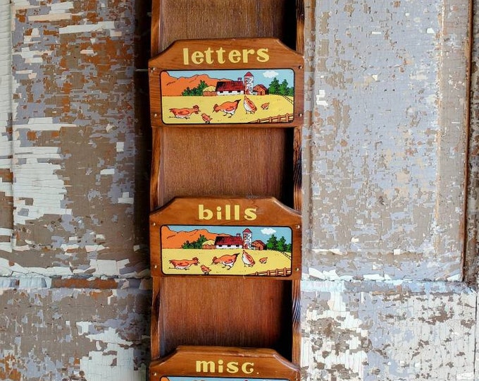 Farmhouse Letter Mail Wall Caddy Sorter Country Farm Theme Vintage 70's ...