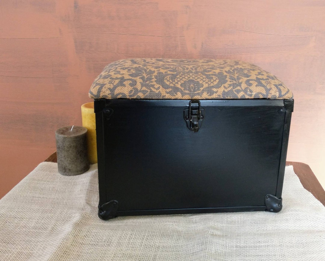 Vintage TRUNK Padded Storage Sewing Toy Box Footstool Upcycled Treasure ...