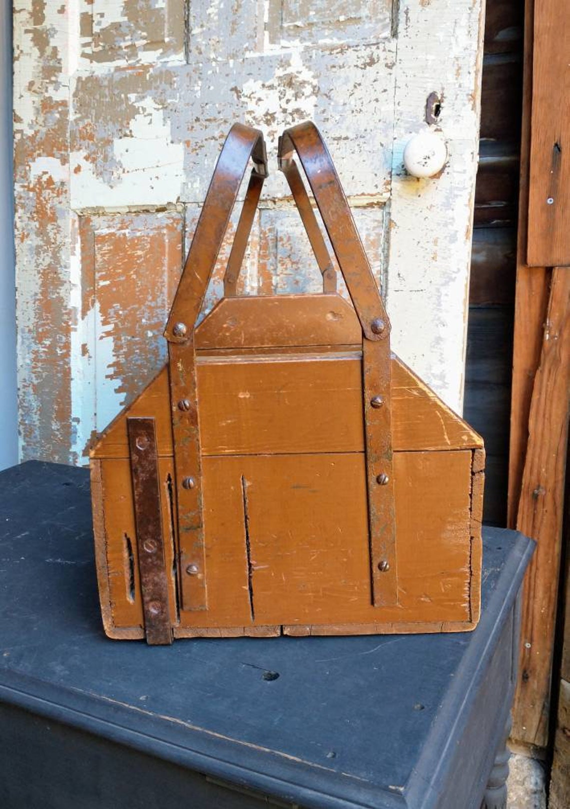Vintage Antique Wood Tool Box Rustic Carpenter's Work Tote - Etsy