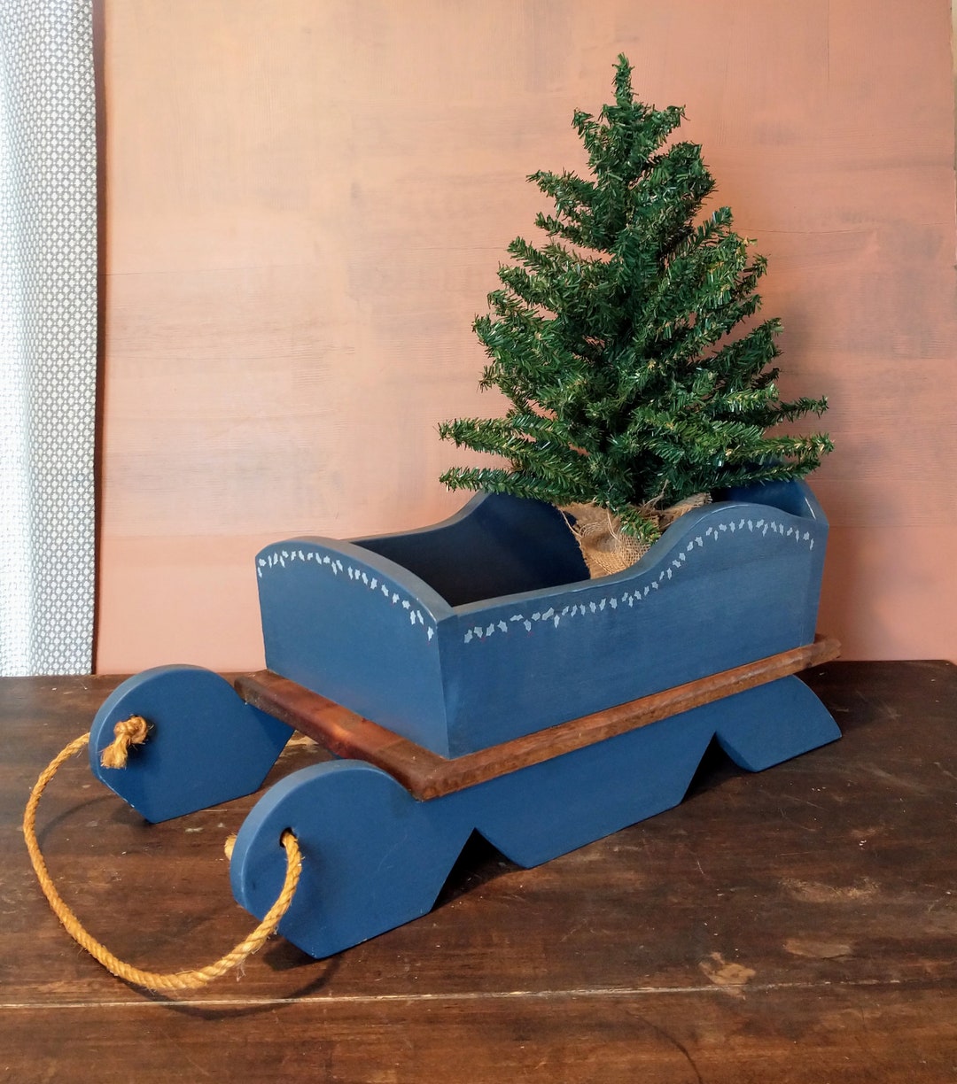 Vintage HANDMADE Solid Pine Sled Sleigh Home Decor Baby Child Strong ...