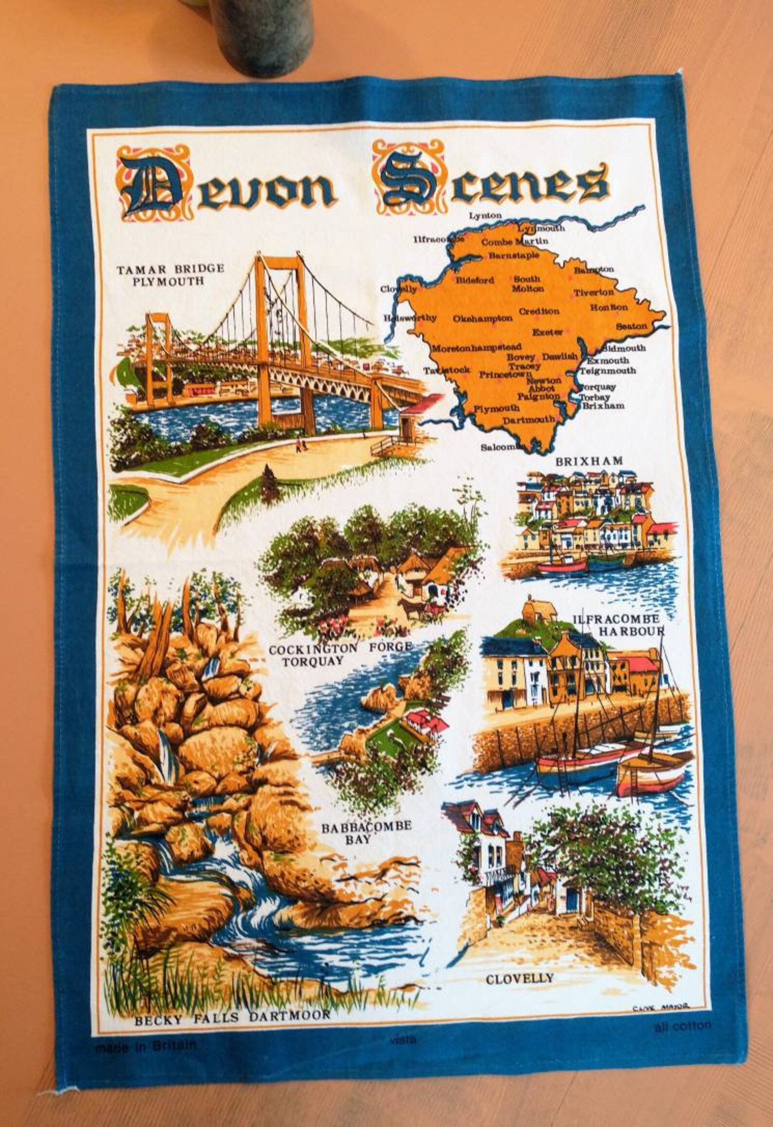 Vintage Kitchen Linen DEVON SCENES Made in Britain Towel Decor or ...