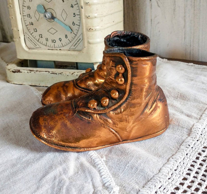 Antique Vintage Baby Shoes Button Turn of the Century Bronzed - Etsy
