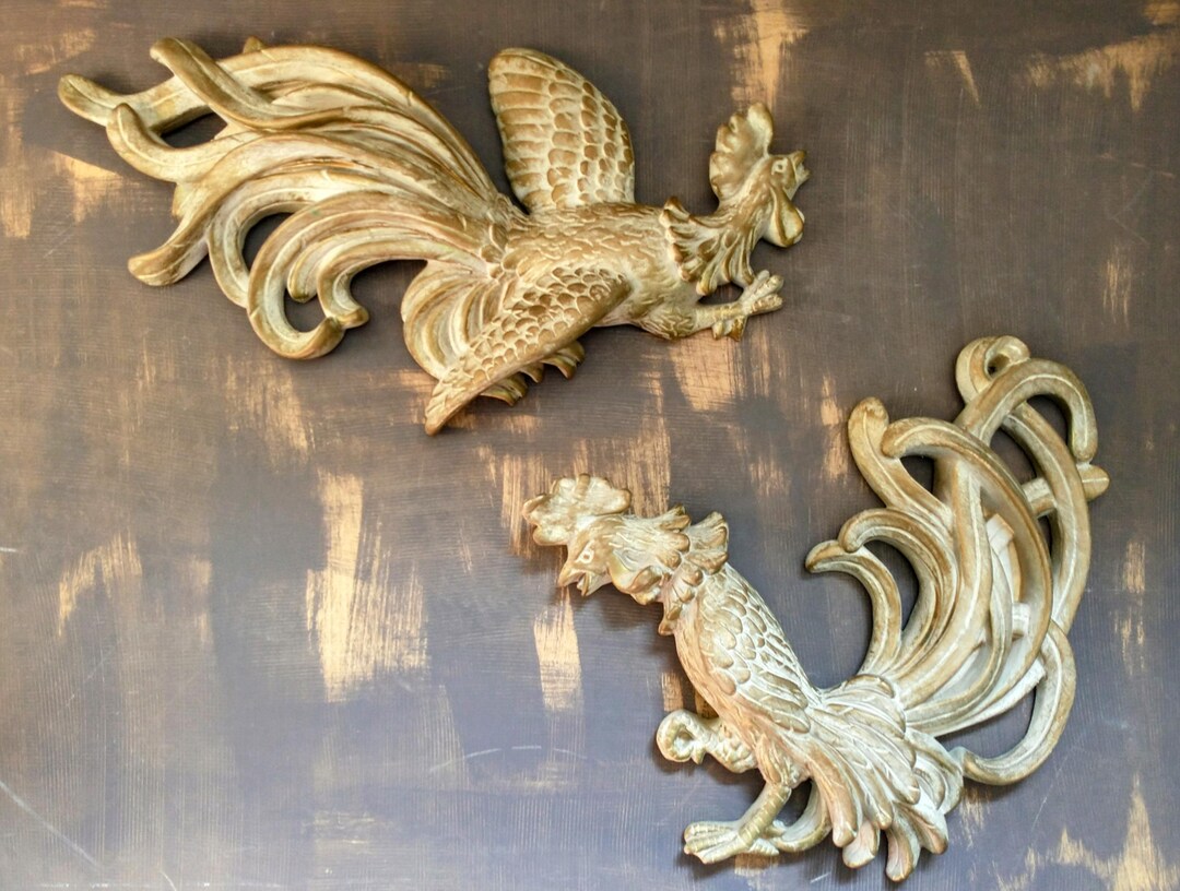 UNIVERSAL STATUARY Vintage Plaster BIRDS Wall Decor Set of 2 Large ...