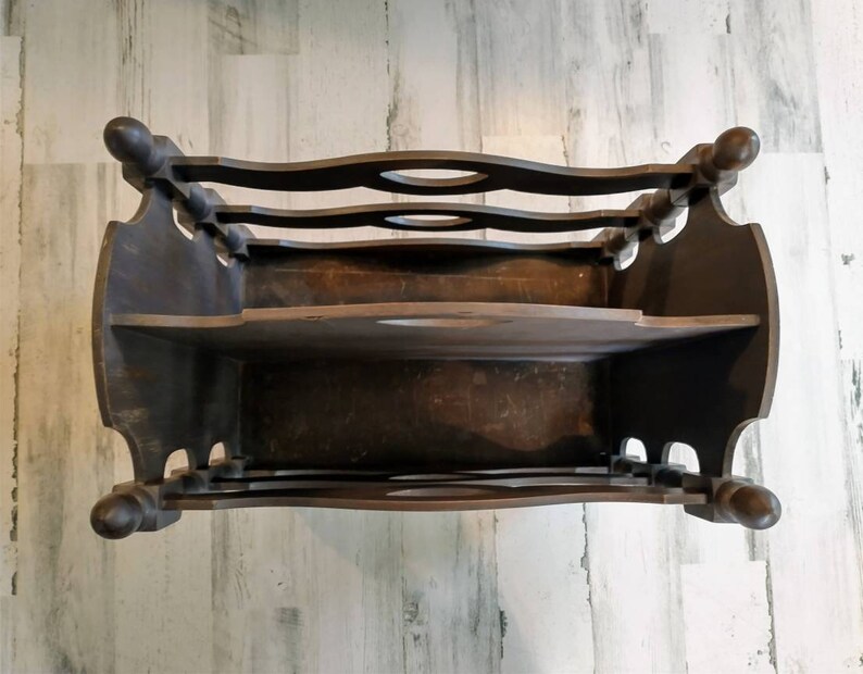 Vintage Large Magazine Rack Painted & Distressed Solid Wood - Etsy