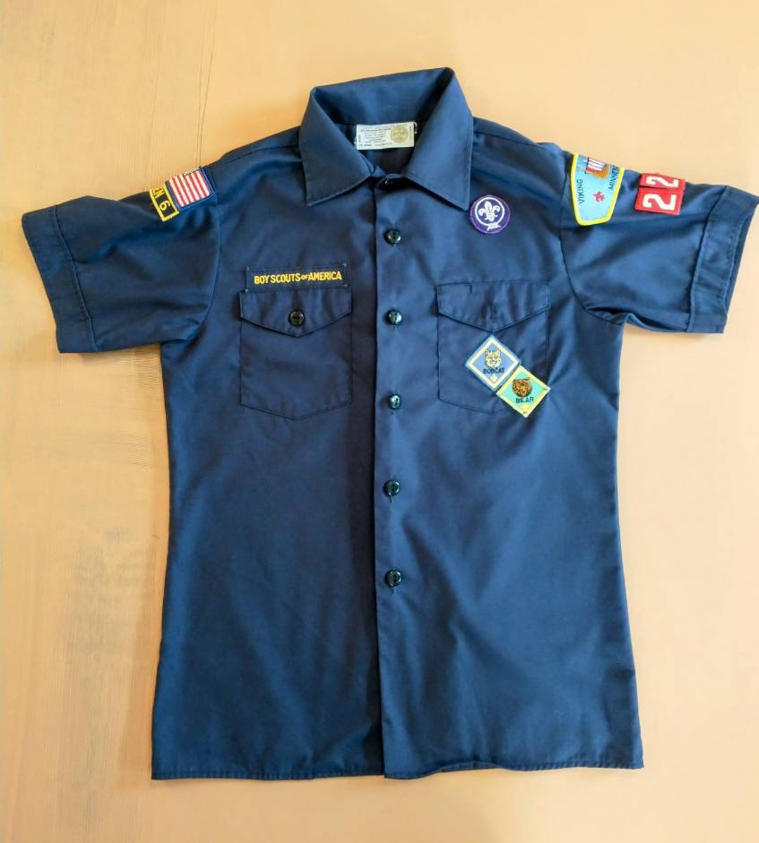 Vintage Official Boy Scouts of America Shirt Size Youth Large Patches ...
