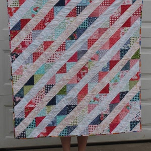 Modern Minimalist Diagonal Stripes Quilt Pattern PDF Download Half Square Triangle Baby Quilt ...