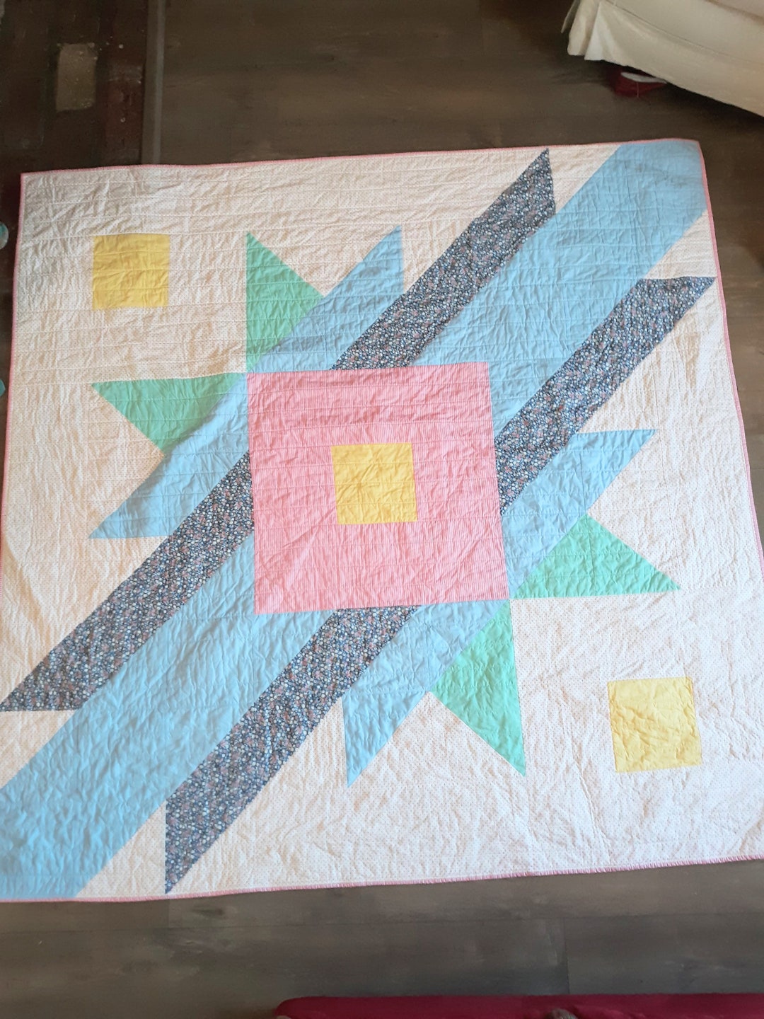 Modern Floral Big Block Quilt Pattern, Instant PDF Download, Art Deco ...