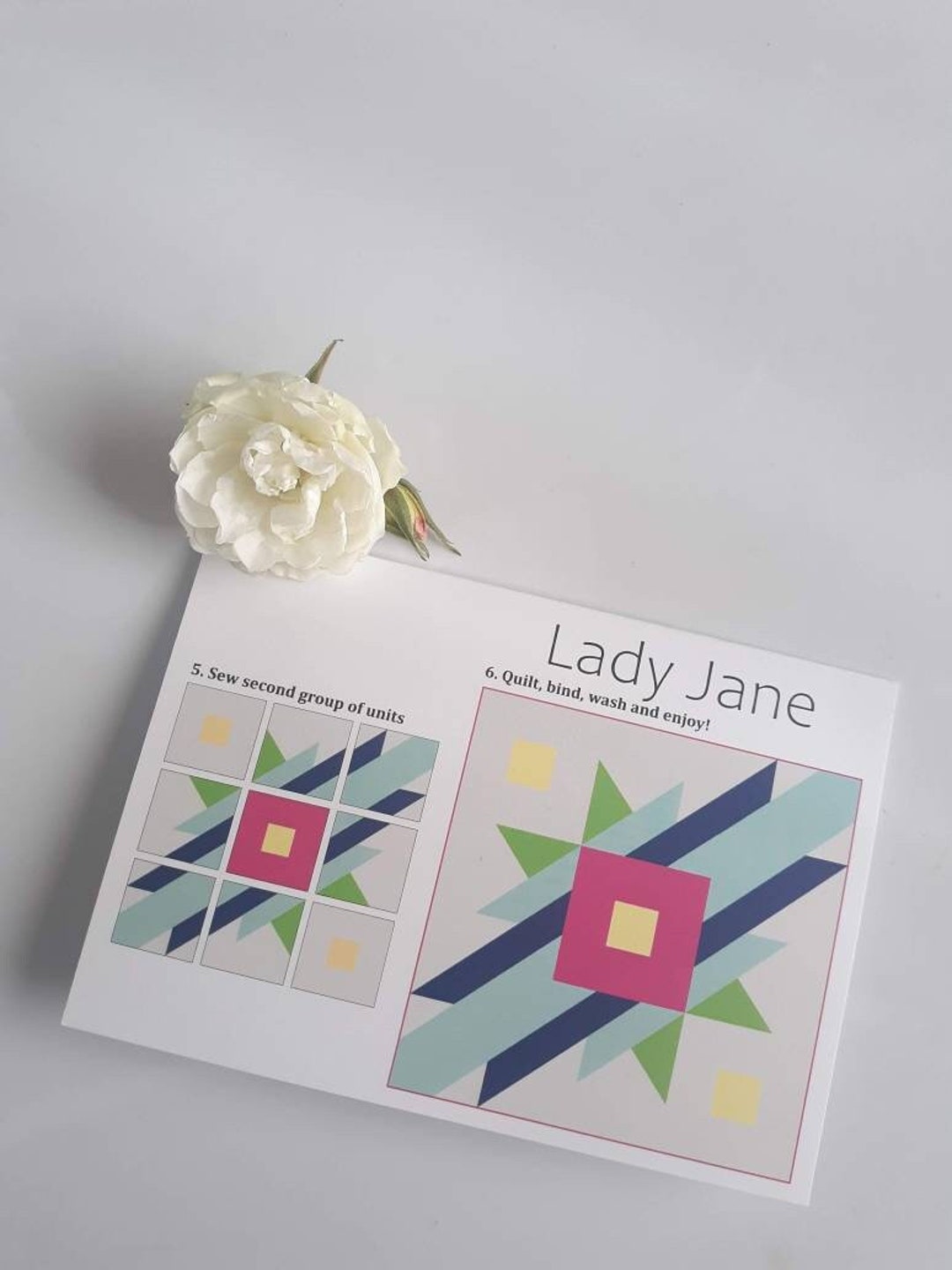 Quilt Note Card Stationary Set of 4 - Modern Quilting Pattern, Thank ...