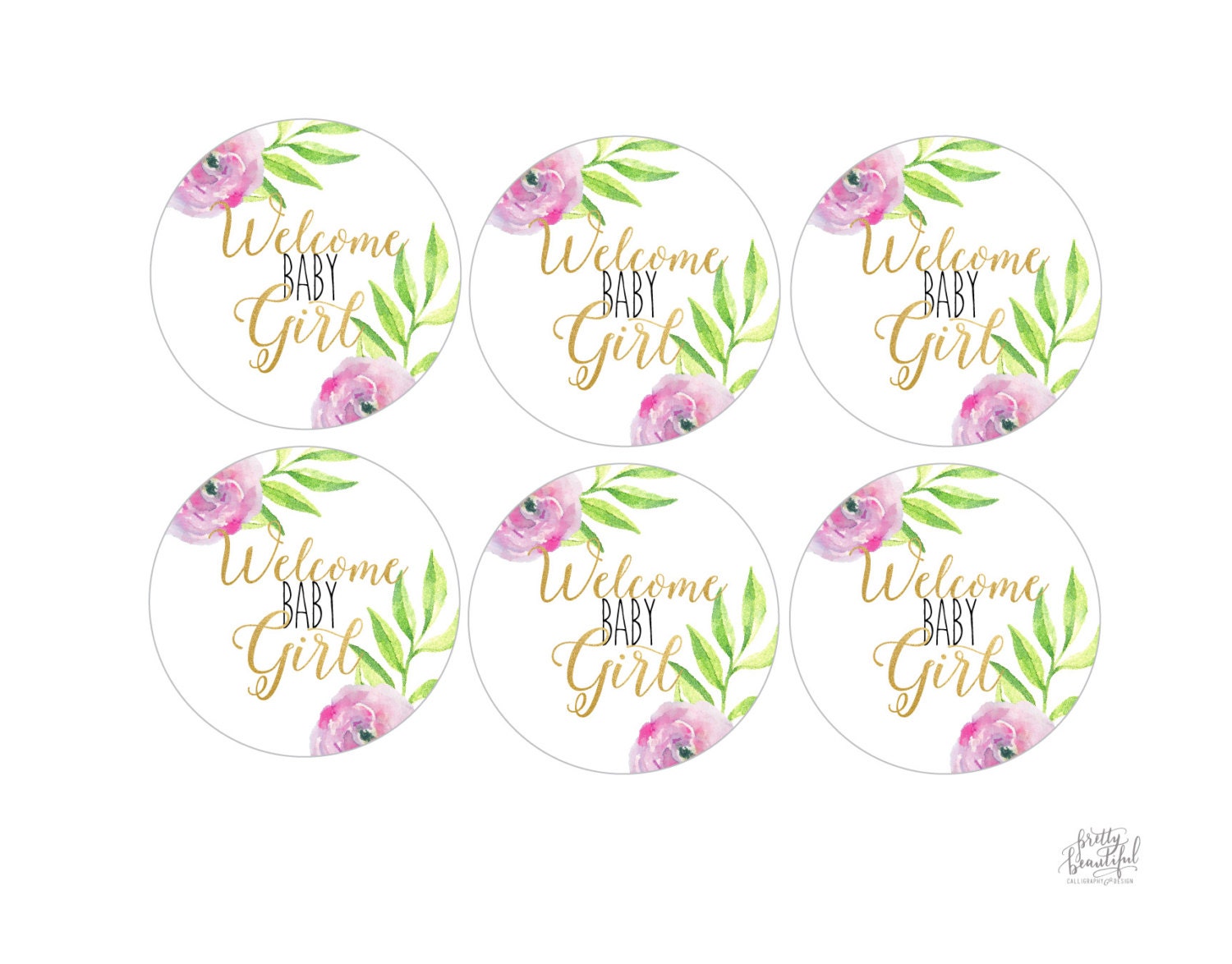 Welcome Baby Girl Printable Cupcake Toppers Labels Tags - Etsy Canada