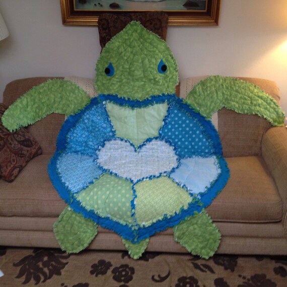Items similar to SEA TURTLE Shape--rag quilt; Original Design, Youth to ...