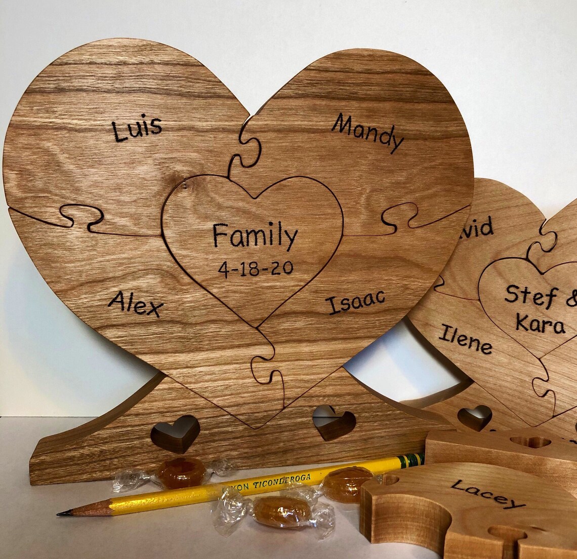 LARGE Family Wood Heart unity Puzzle 8-1/2 | Etsy