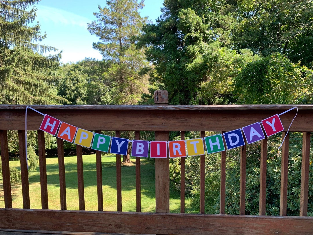 Rainbow Happy Birthday Banner, Rainbow Banner, Rainbow Theme Party ...