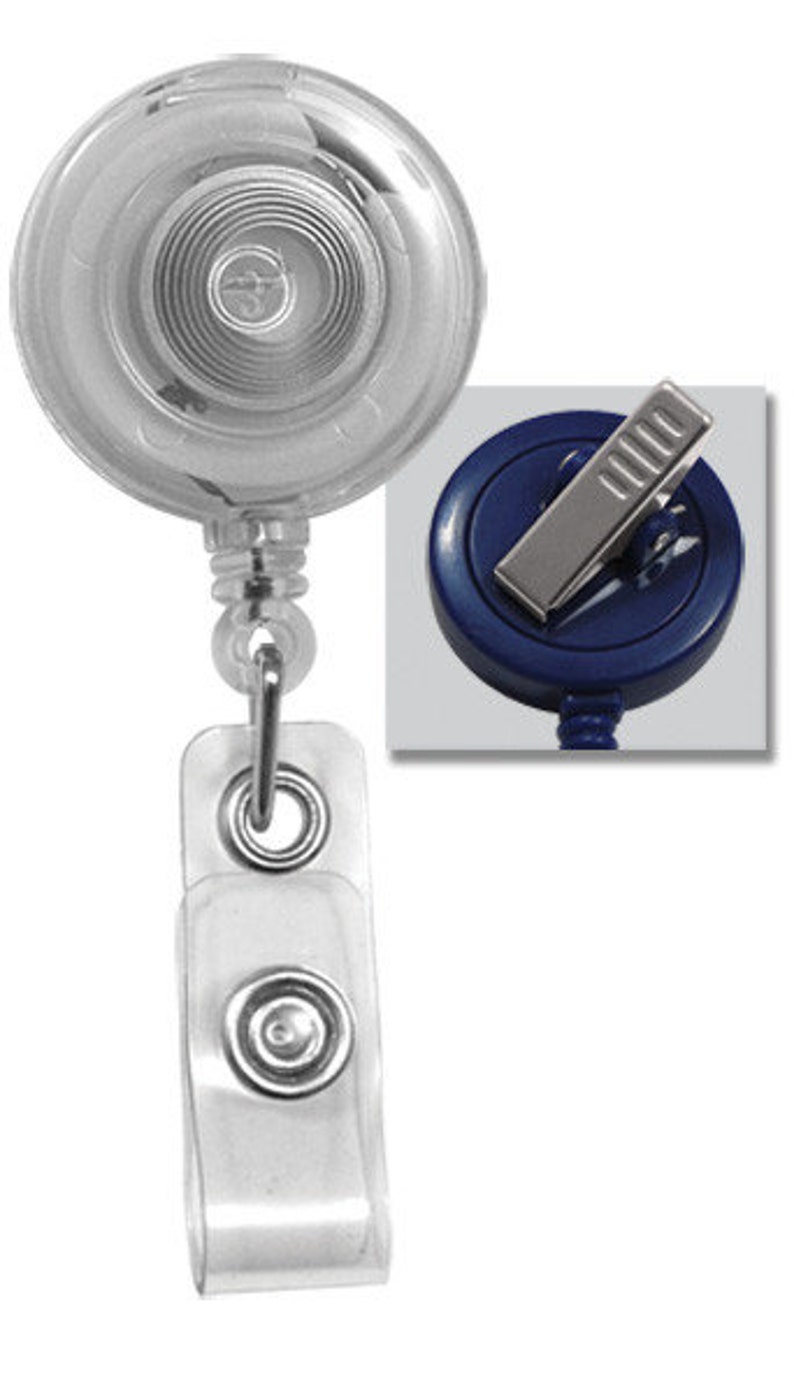 50 Pack of Clear Badge Reels With Vinyl Straps & Swivel Spring Clips ...