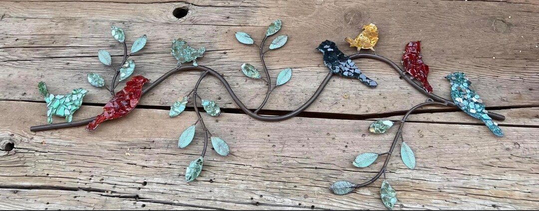 Colorful Bird Wall Decor, Birds on A Wire Wall Hanging, Metal Birds on ...