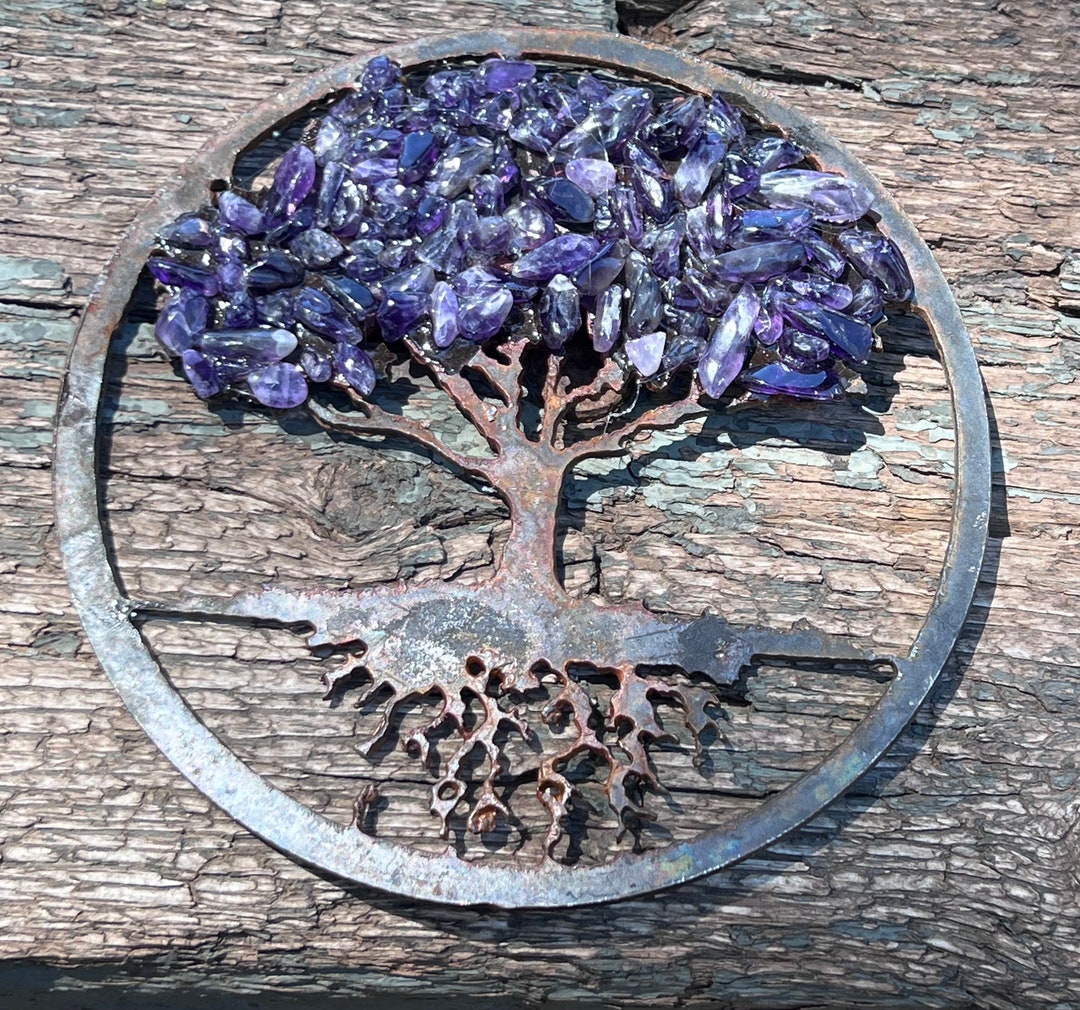 Amethyst Tree of Life Wall Art, Small Metal Wall Art, Metal Wall Decor ...