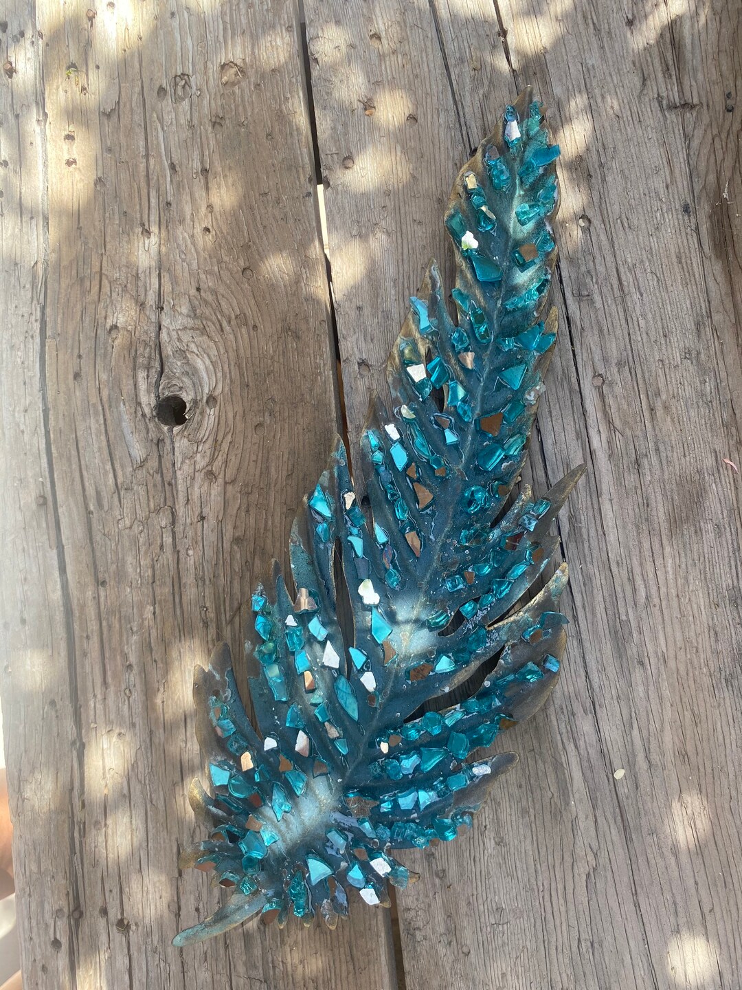Distressed Blue Metal Feather Wall Hanging - Etsy