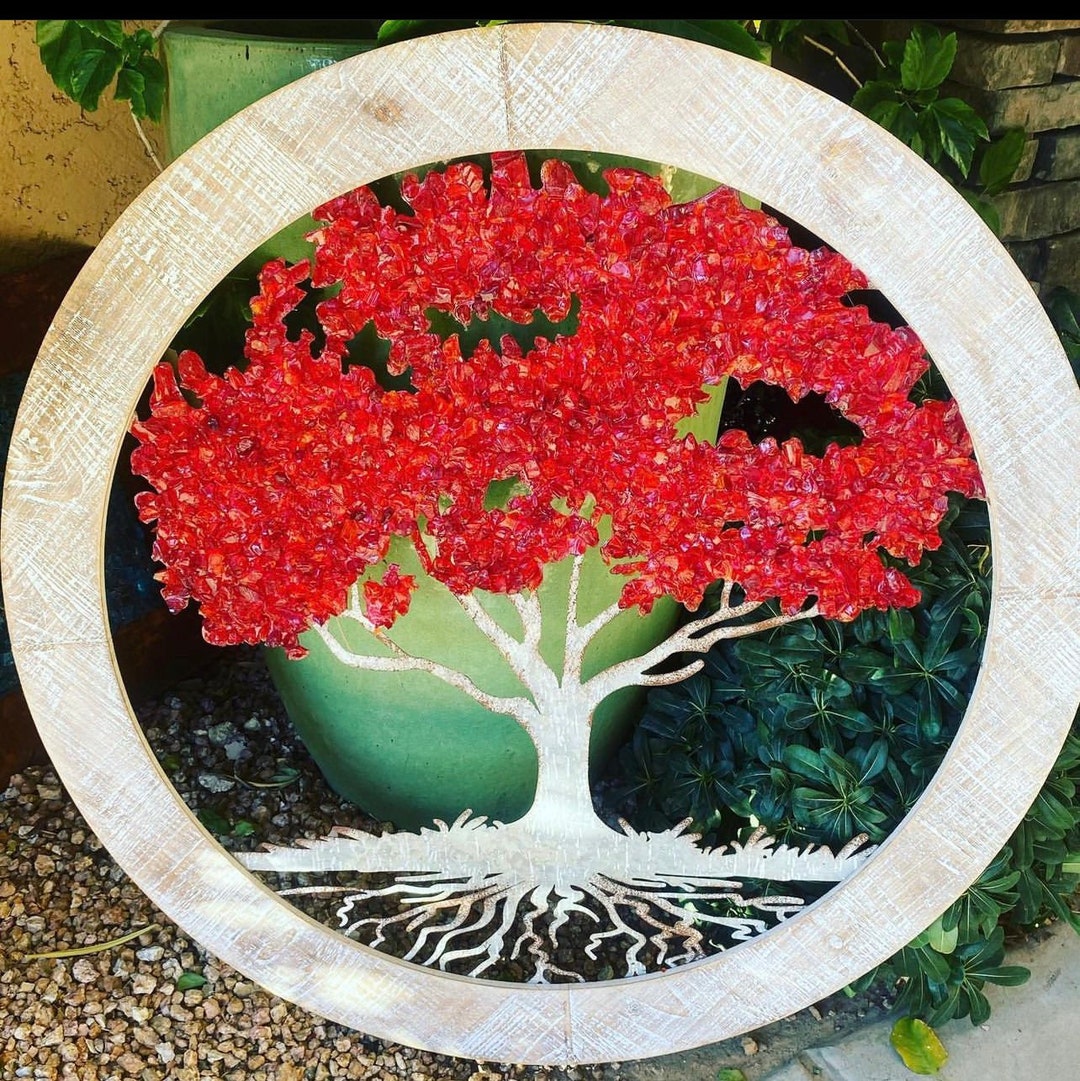 Red Tree of Life Wall Art, Large Metal Wall Art, Metal Wall Decor, Tree ...
