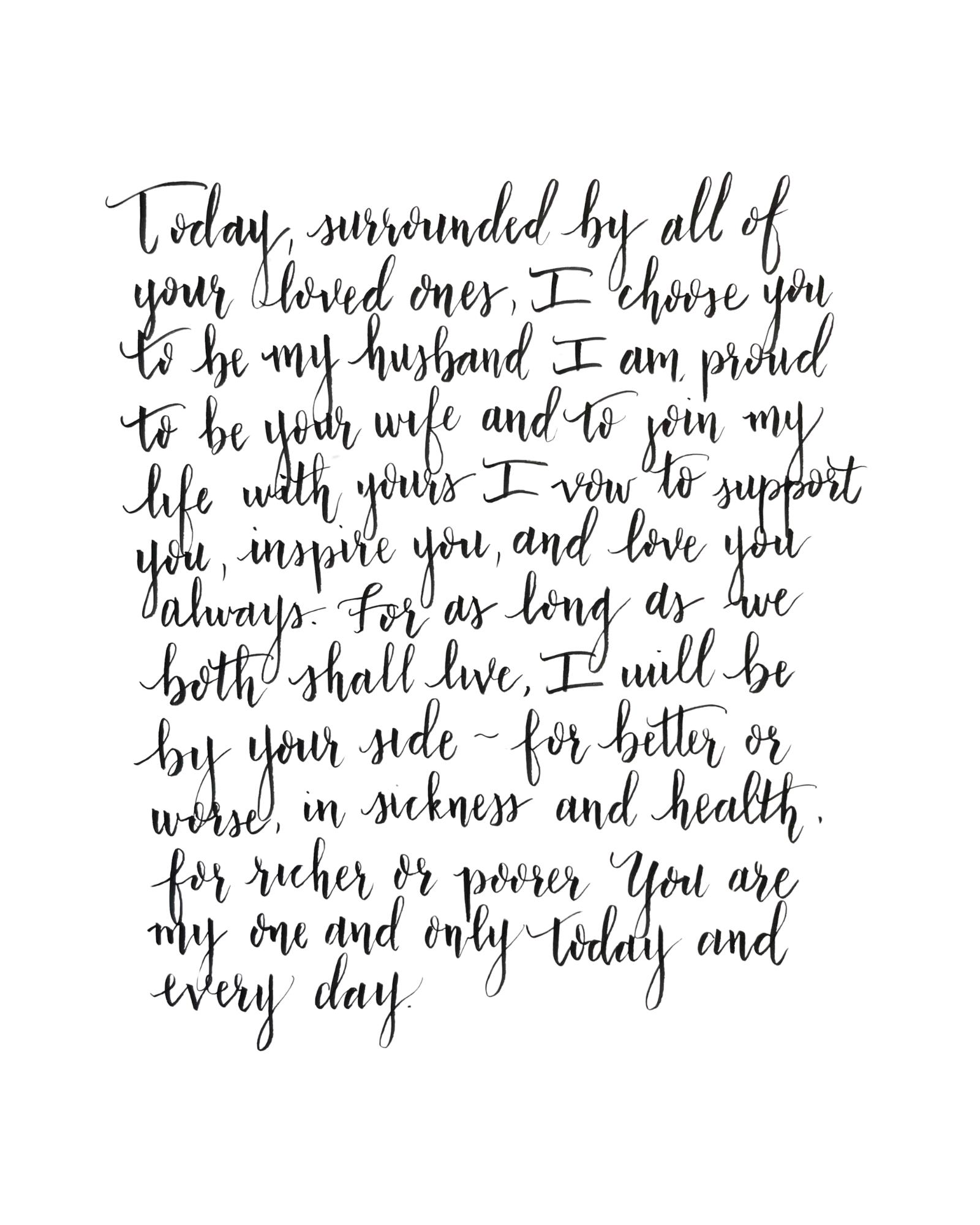 Handwritten Calligraphy - 8x10 - Letter, Poem, Wedding Vows, Quote ...