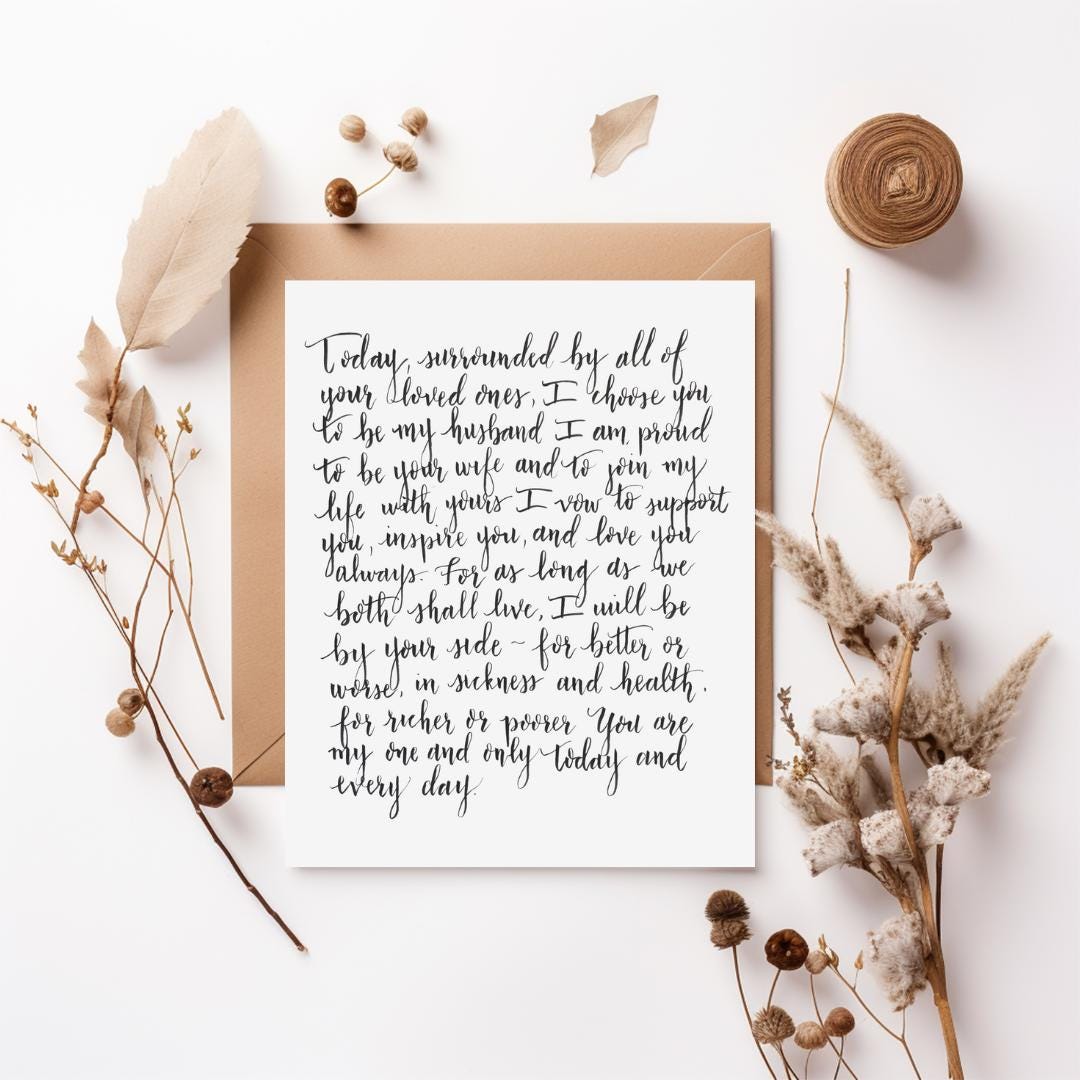 Handwritten Calligraphy - 8x10 - Letter, Poem, Wedding Vows, Quote ...