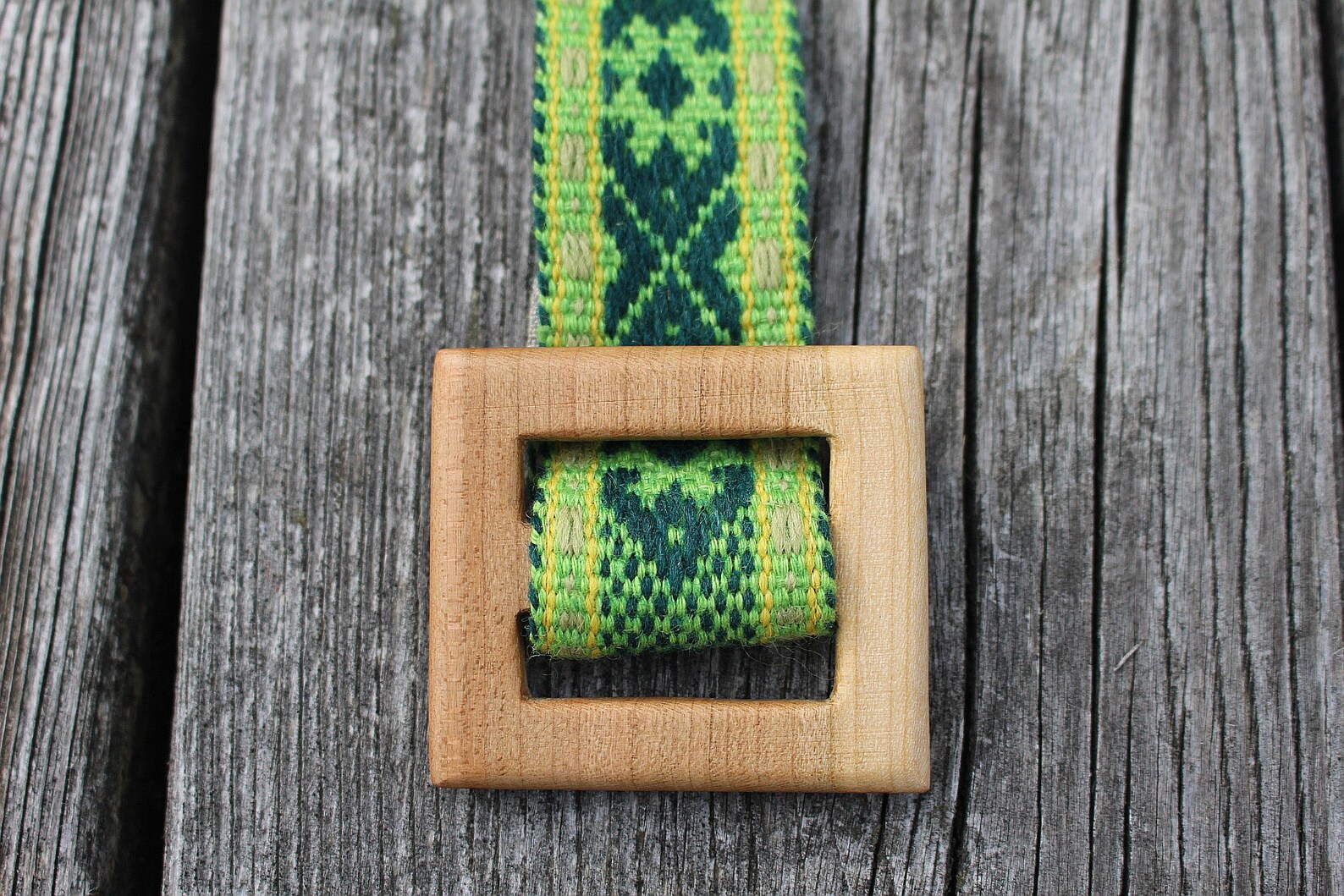 Handmade Woven Belt With Ornamental Pattern and Wooden Buckle - Etsy