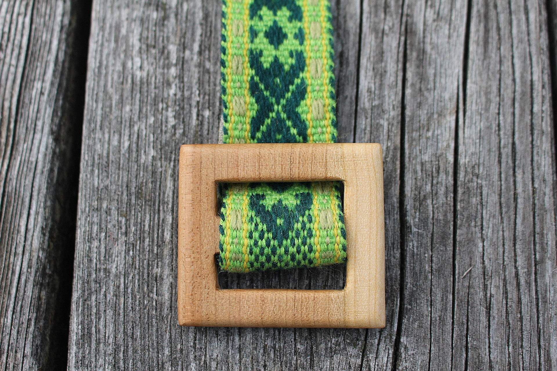 Handmade Woven Belt With Ornamental Pattern and Wooden Buckle - Etsy