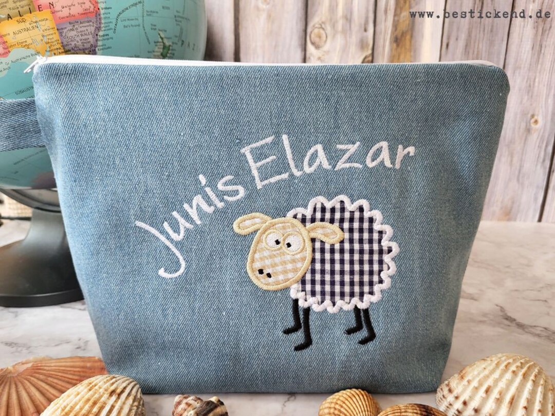 Embroidered Bag SHEEP + Name //jeans// Diaper Bag Toiletry Bag Nappy ...