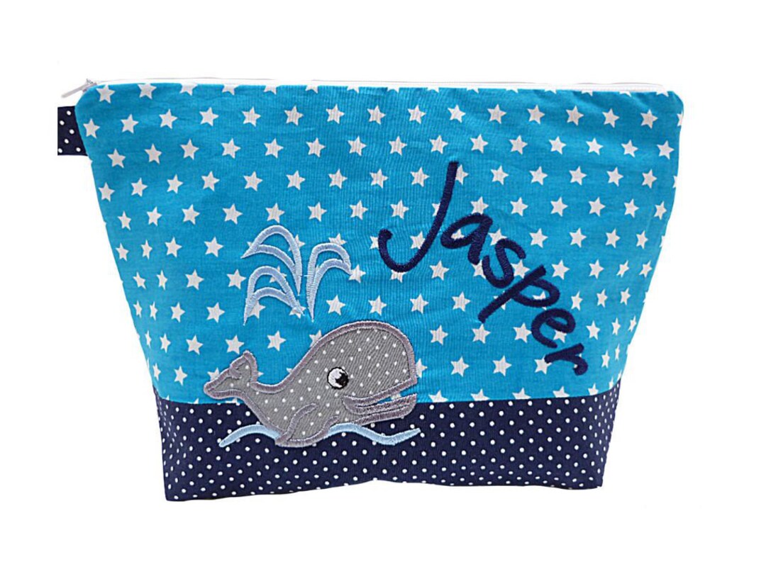 Embroidered Bag WAL Name //navy Turquoise// Toiletry Bag - Etsy