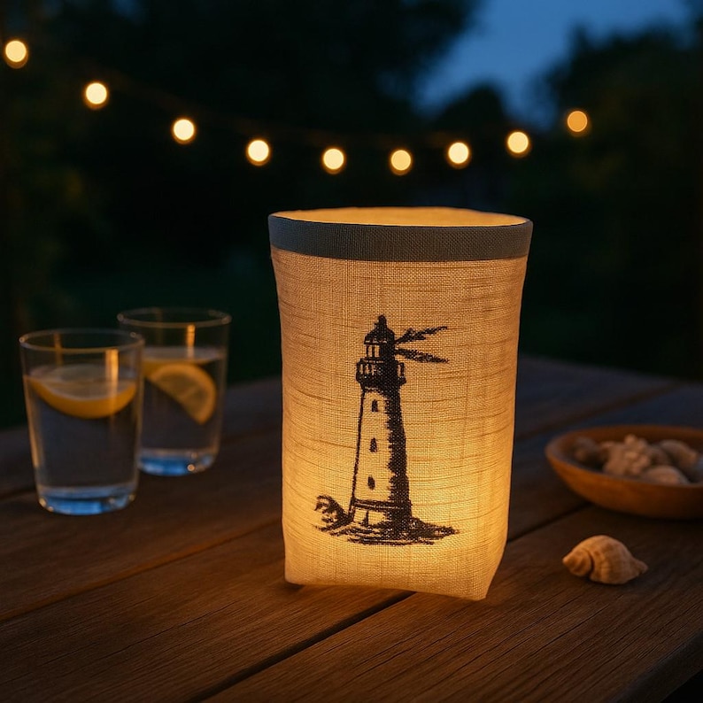 Embroidered Lantern ***LIGHTHOUSE*** //free Color Choice// Light Bag ...