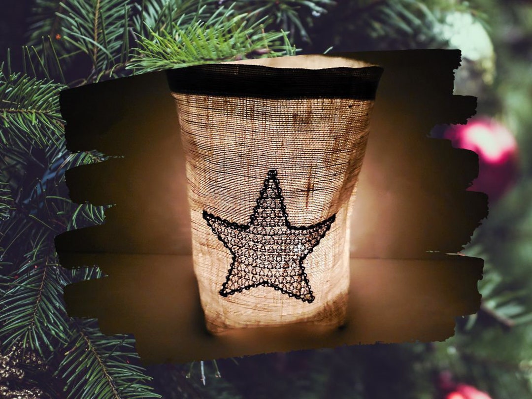 Embroidered WINDLIGHT star free CHOICE OF COLOR Light Bag Candle Glass ...
