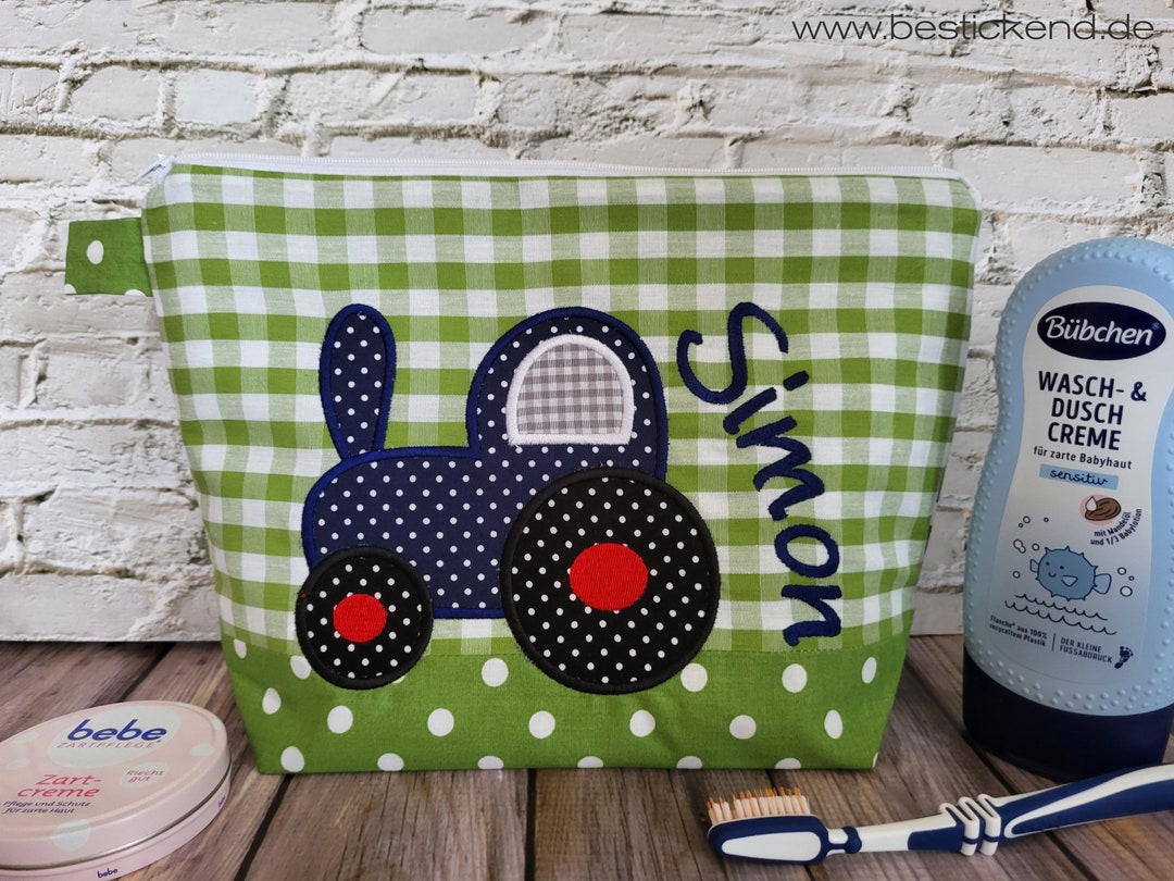 Embroidered Bag TRAKTOR + Name Diaper Bag Toiletry Bag - Wash Bag ...