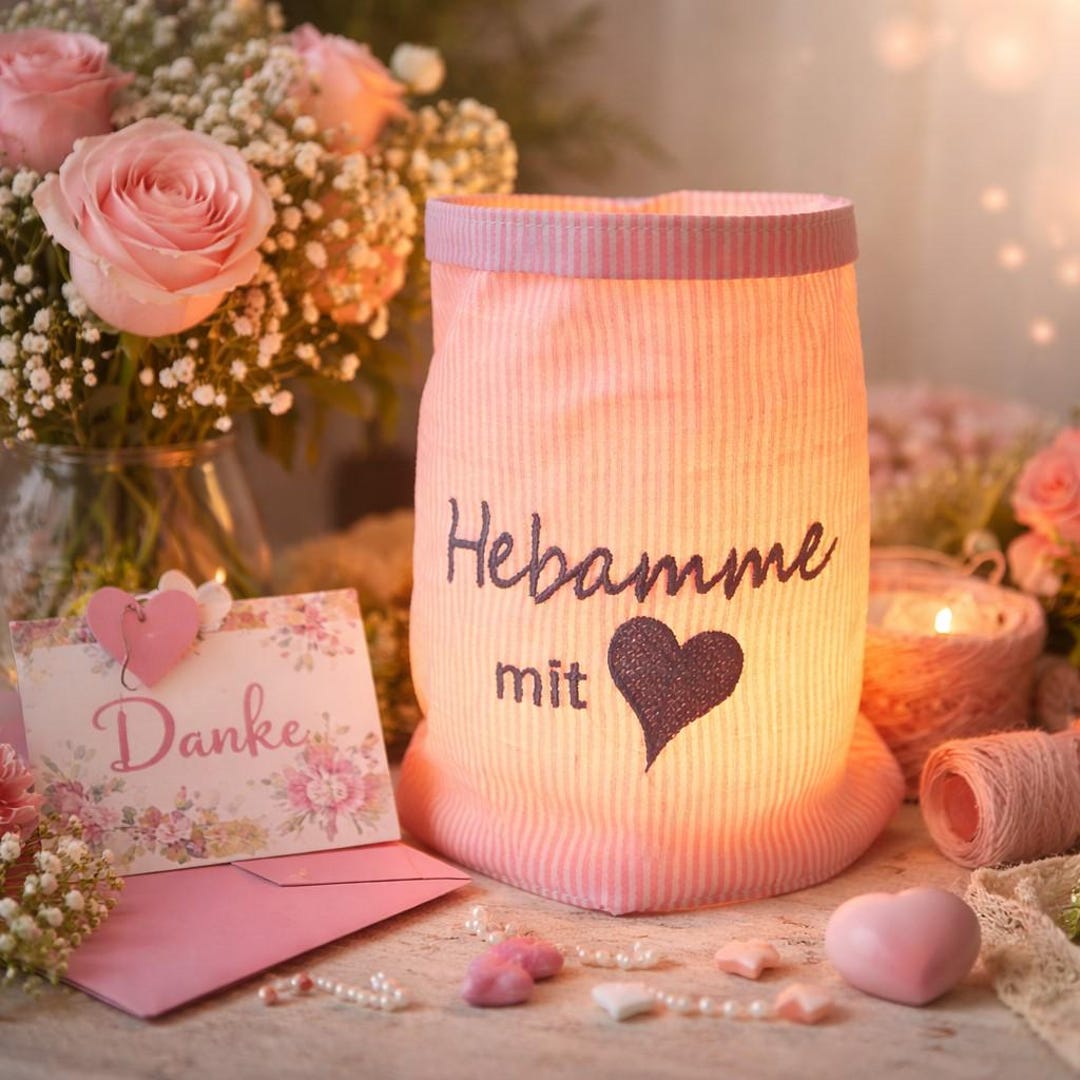 Embroidered Windlight "midwife With Heart" *FREE COLOR CHOICE* Light ...