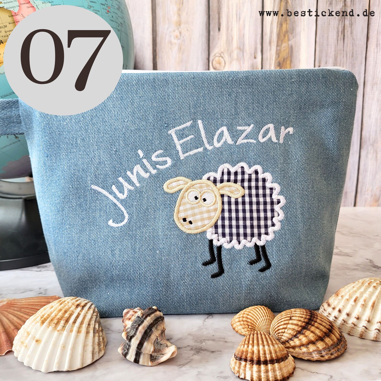 Embroidered Bag SHEEP + Name //jeans// Diaper Bag Toiletry Bag Nappy ...