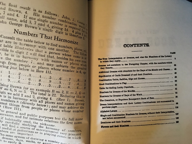Vintage Aunt Sally's Policy Players Dream Book and Harmony in Numbers ...