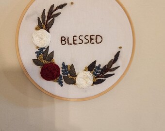 Blessed Embroidered Wall Art Embroidery Pictures Give Thanks Embroidery ...