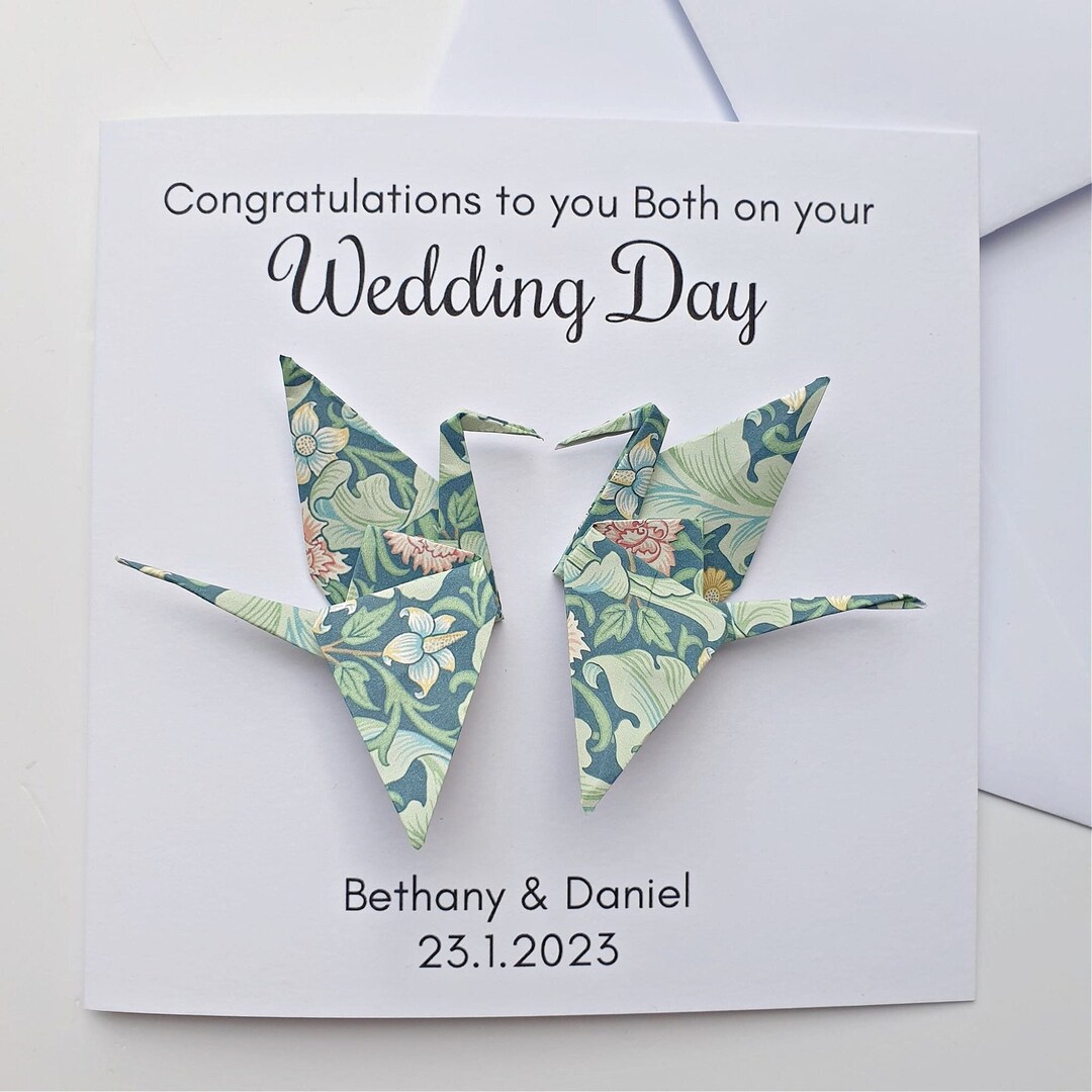 Personalised Handmade Wedding Card, Wedding Day Keepsake Card, Origami ...