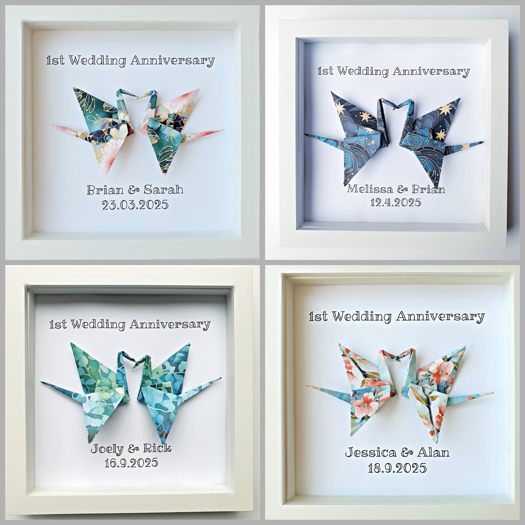 Personalised 1st Paper Wedding Anniversary Gift Frame for Wife Husband ...