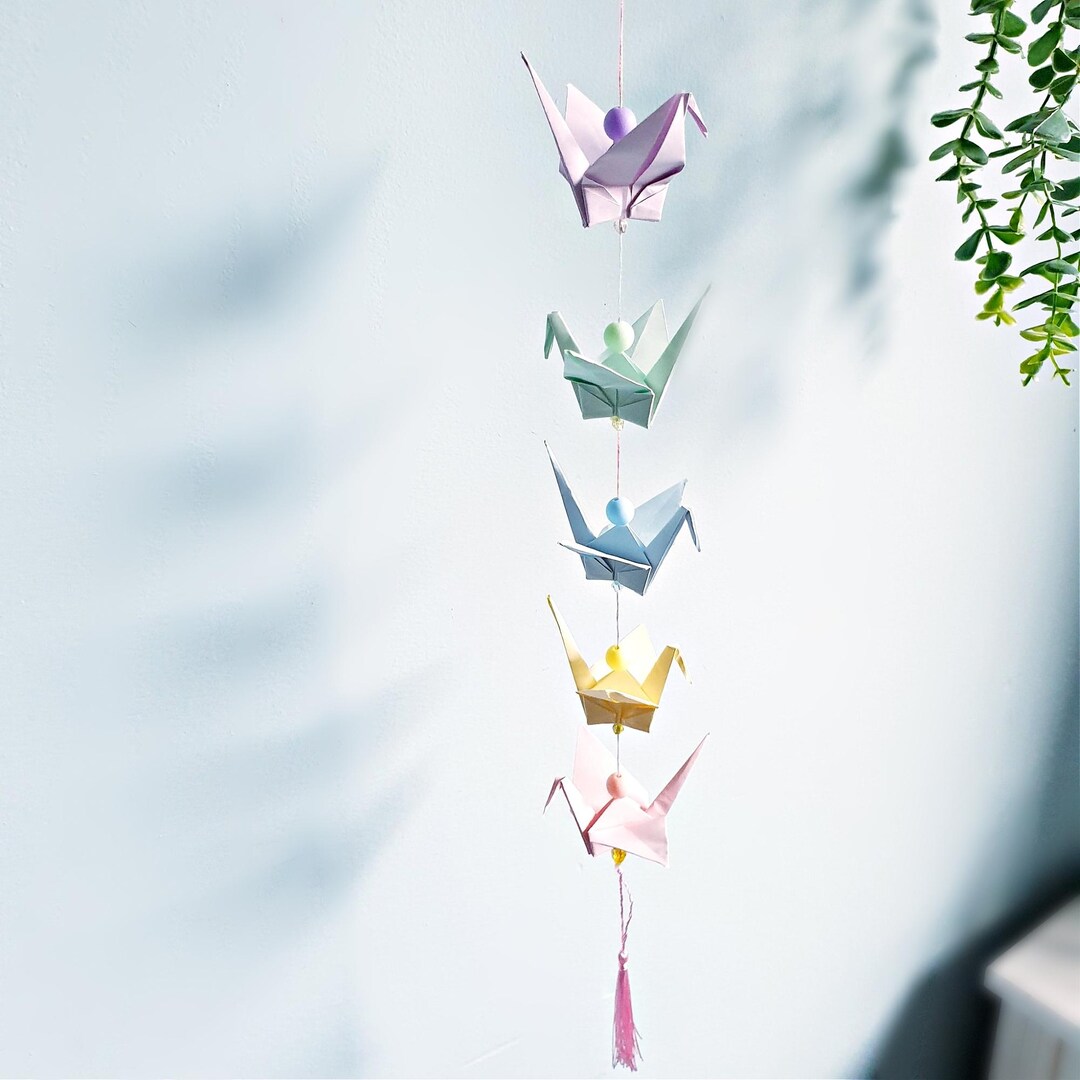 Pastel Origami Paper Cranes Mobile, Nursery Childrens Room Decoration ...