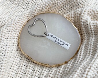 Personalized Tag Keychain All of Me Loves All of You Gift Set Girlfriend Gift Date Keychain Long ...