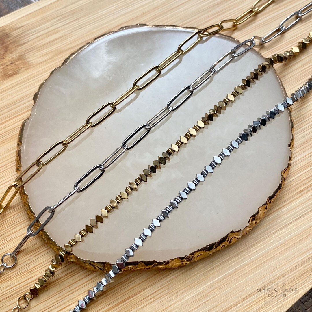 Silver/gold Stainless Steel Adjustable Bracelet. Add Birthstones and ...
