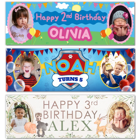 Personalised Birthday Banners Party Decorations Birthday Banners for Kids With Photo Happy Birthday Banners With Any Age and Any Name Etsy UK
