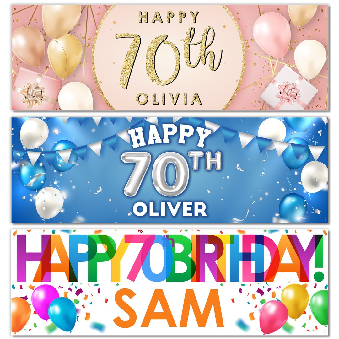 Personalized 70th Birthday Banners Party Decoration, Gift Idea for ...