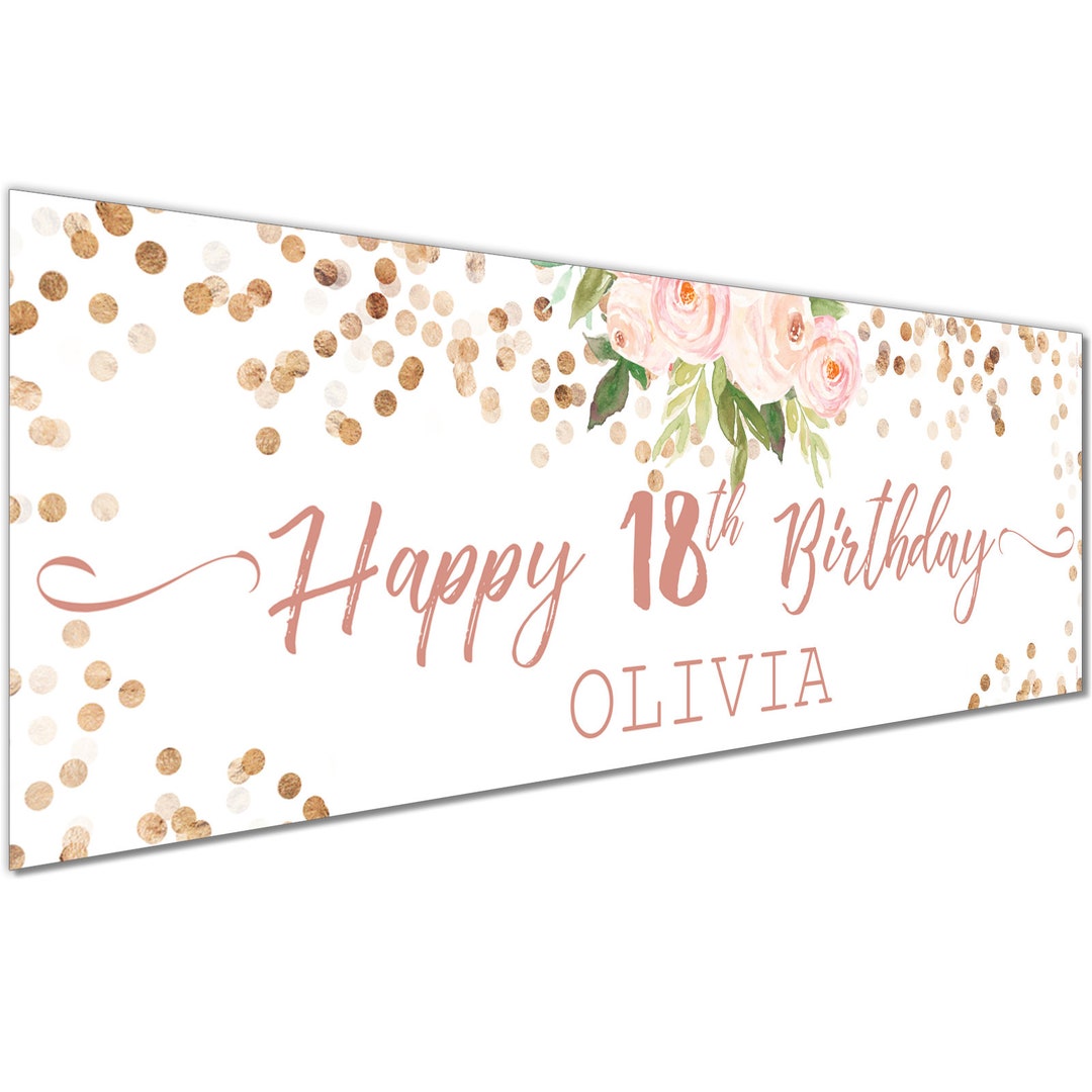 18th Happy Birthday Personalised Birthday Banner 18th Birthday Banners ...